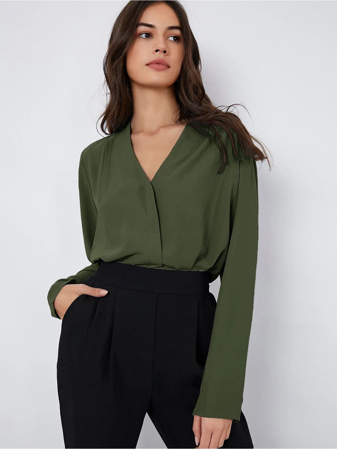 Buy FNOCKS Women V Neck Solid Formal Tunic - Tunics for Women 32694875 ...