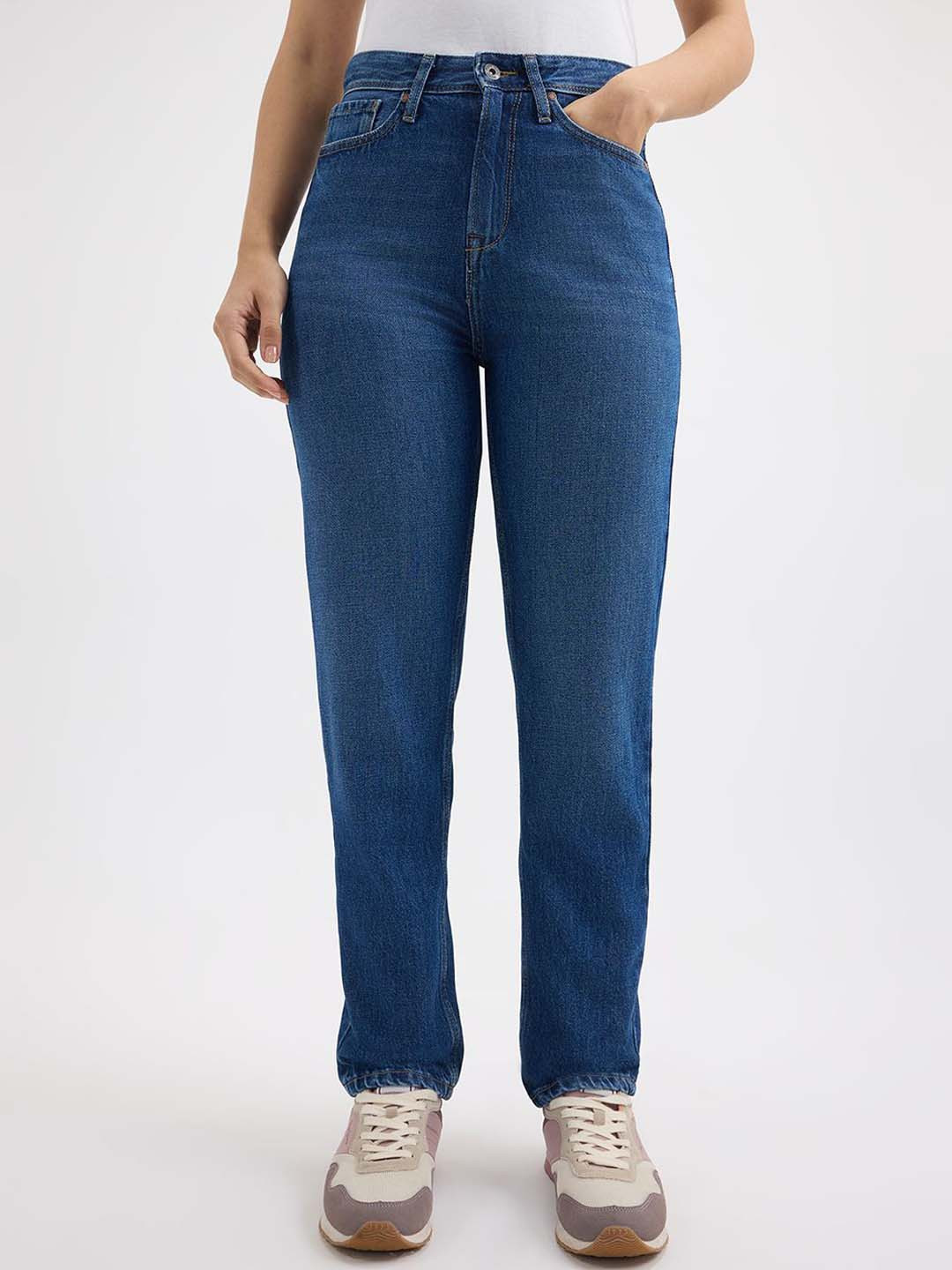 Buy Pepe Jeans Women High Rise Light Fade Mom Fit Jeans - Jeans for ...