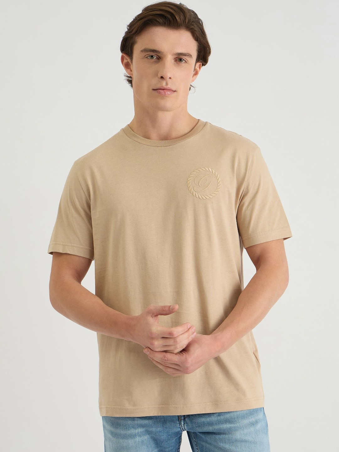 Buy GANT Men Solid Round Neck Crest Graphic Cotton T Shirt - Tshirts ...