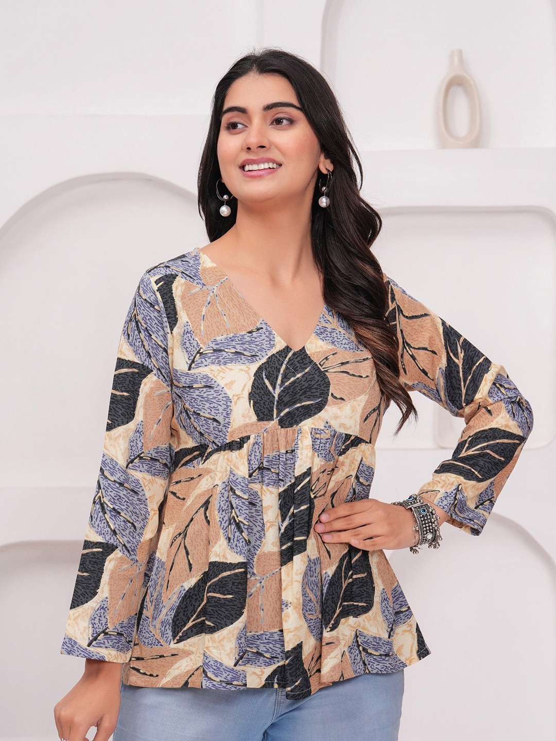 Buy Kipek Women Printed V Neck Peplum Top - Kurtas for Women 32170919 ...