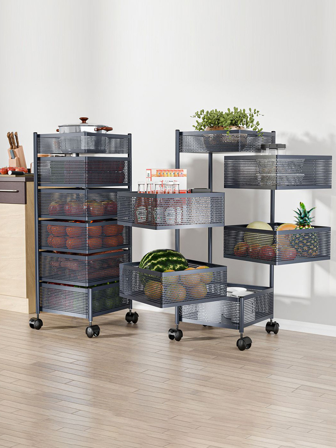 Buy Kuber Industries Pack Of 2 Kitchen 5+1 Layer Metal Storage Kitchen ...