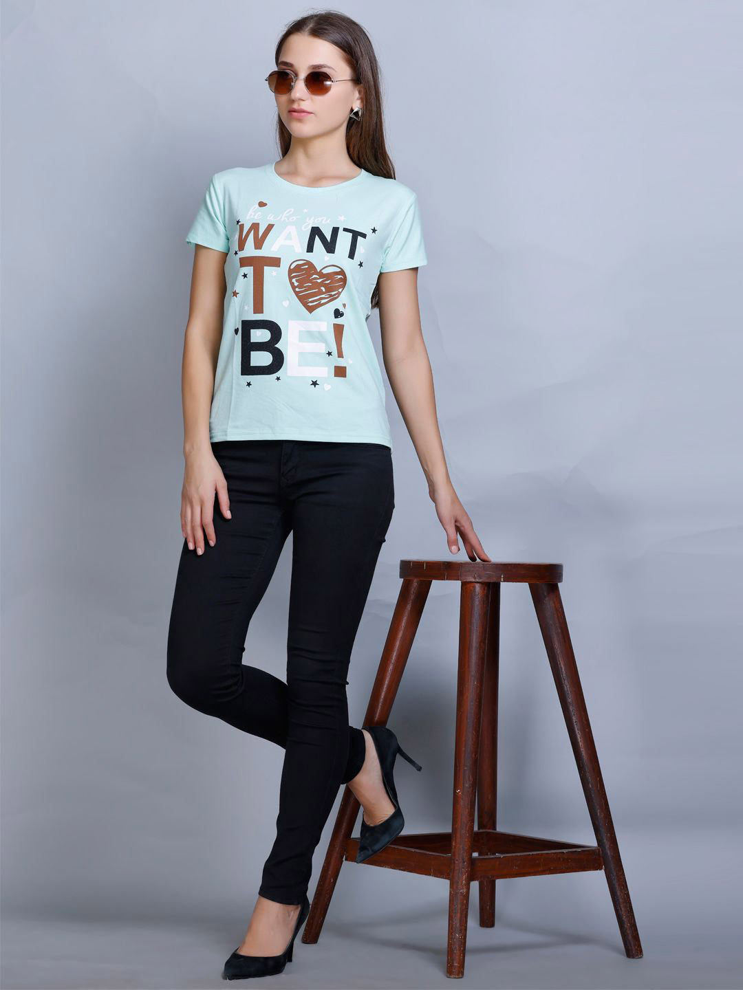 Buy Wool's Kart Women Printed Round Neck Cotton Top - Tops for Women ...