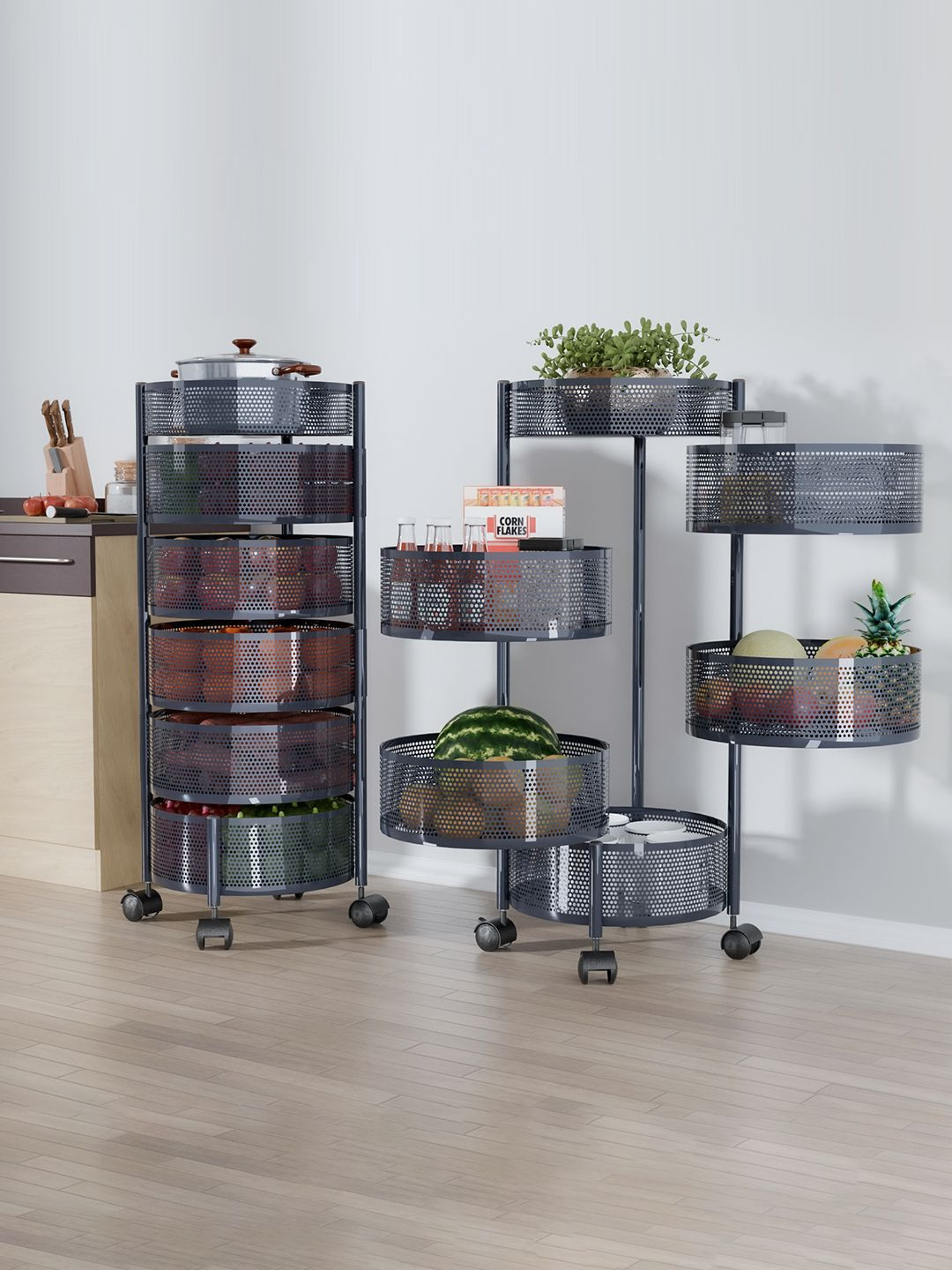 Buy Kuber Industries Pack Of 2 Kitchen 5+1 Layer Metal Storage Kitchen ...