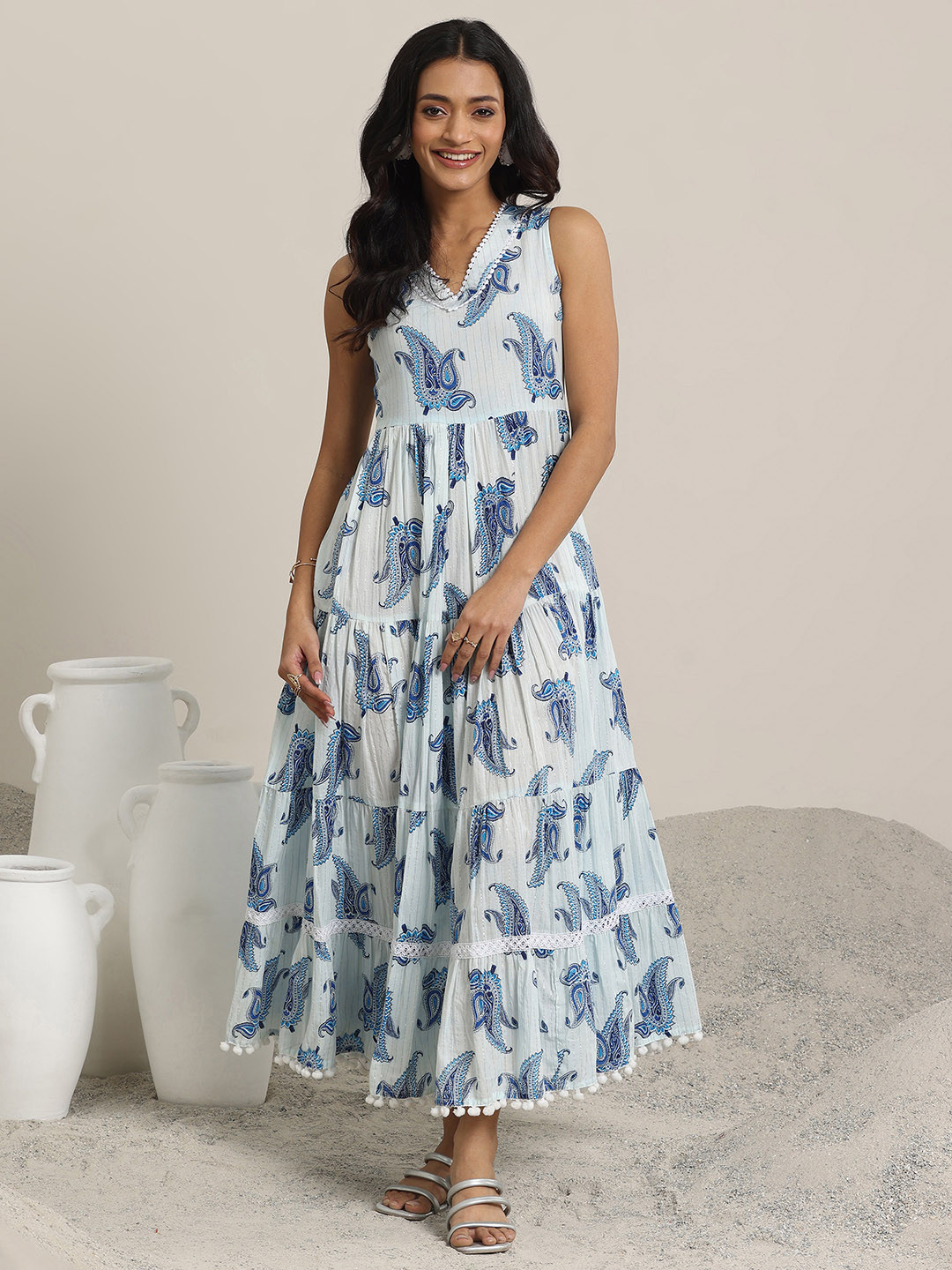 Buy Libas Ethnic Motifs Print Fit & Flare Maxi Dress - Dresses for ...