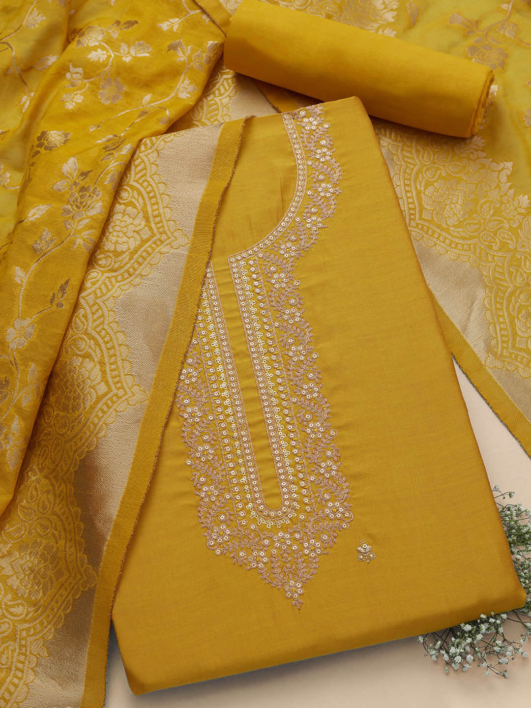 Buy Soch Floral Embroidered Unstitched Dress Material - Dress Material ...