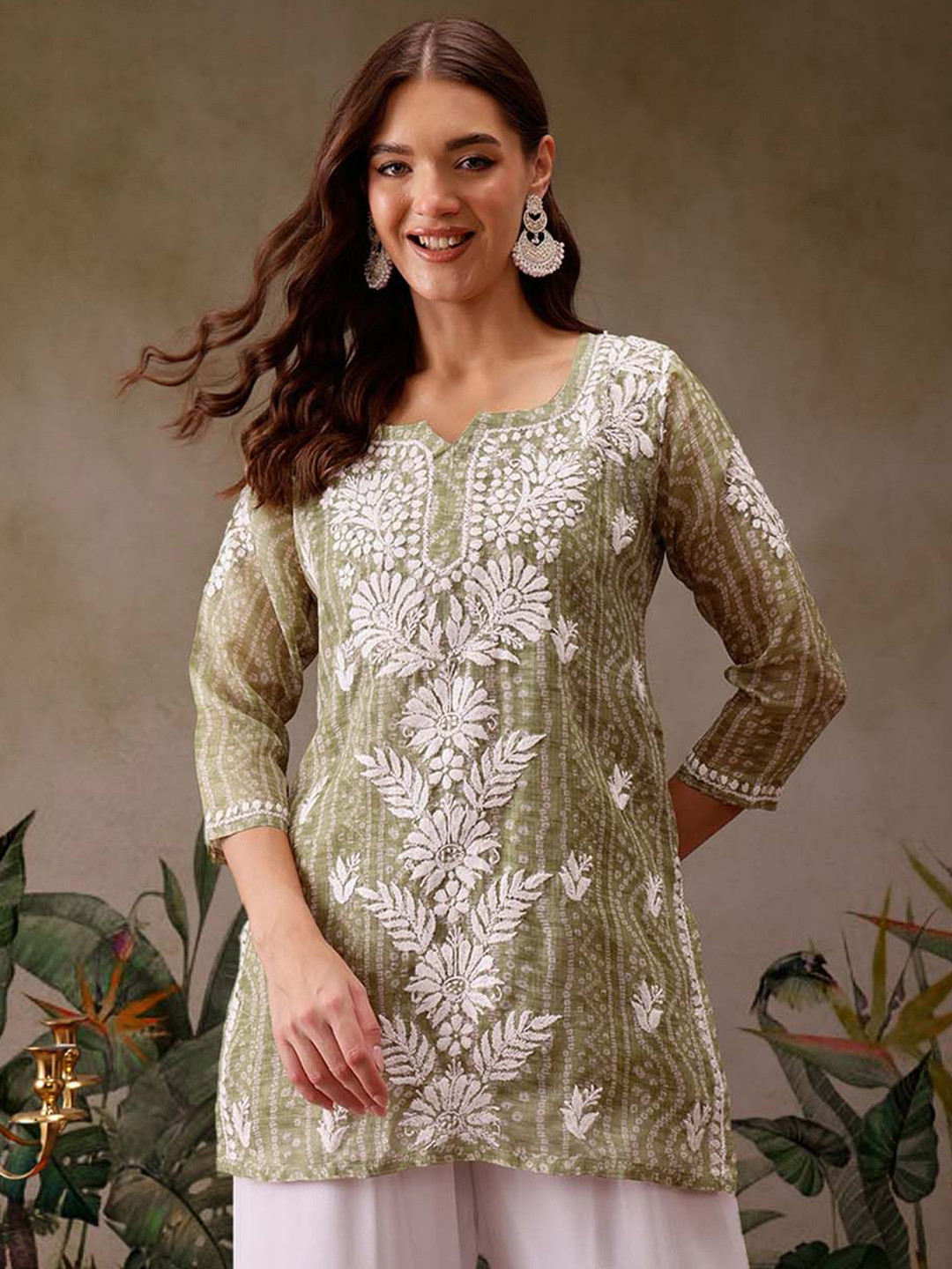 Buy ADA Women Bandhani Embroidered Thread Work Thread Work Kurti ...