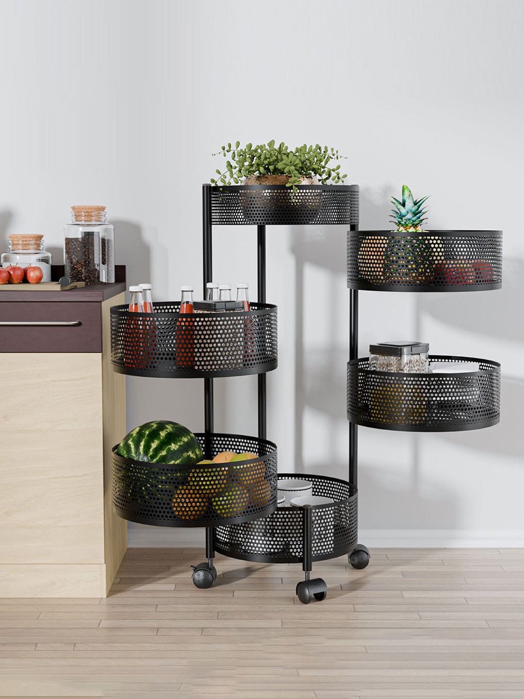 Buy Kuber Industries 5+1 Layer Kitchen Metal Storage Rack With Wheels ...