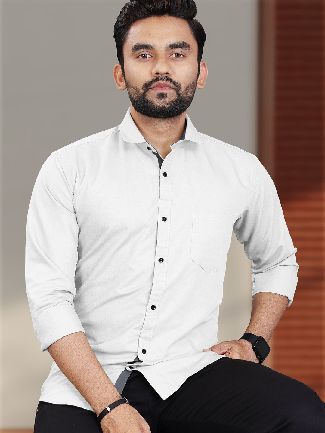 Buy VeBNoR Men Standard Fit Solid Spread Collar Casual Shirt - Shirts ...