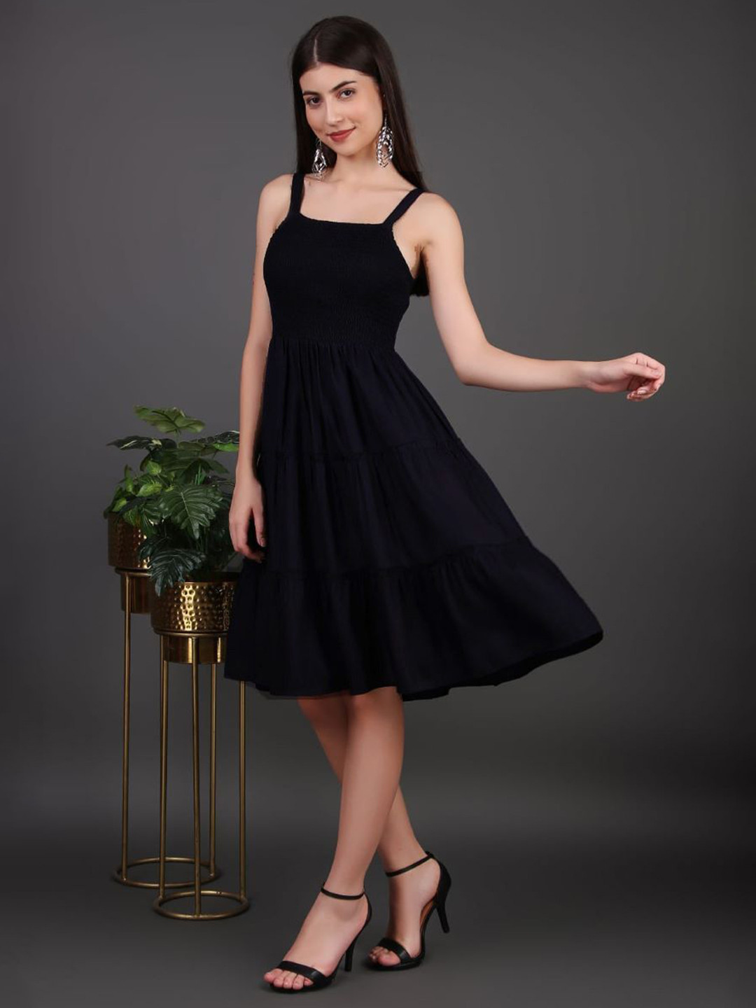 Buy NG FASHION Women Square Neck Fit & Flare Midi Dress - Dresses for ...