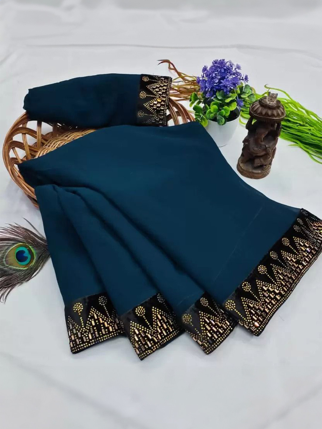 Buy KALINI Sequinned Pure Georgette Saree - Sarees for Women 32301901 ...