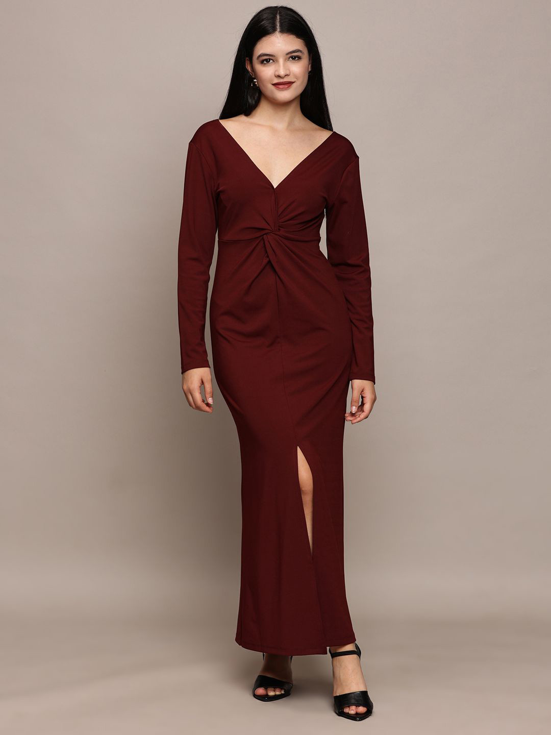 Buy French Connection Women Front Knot V Neck Maxi Dress - Dresses for ...