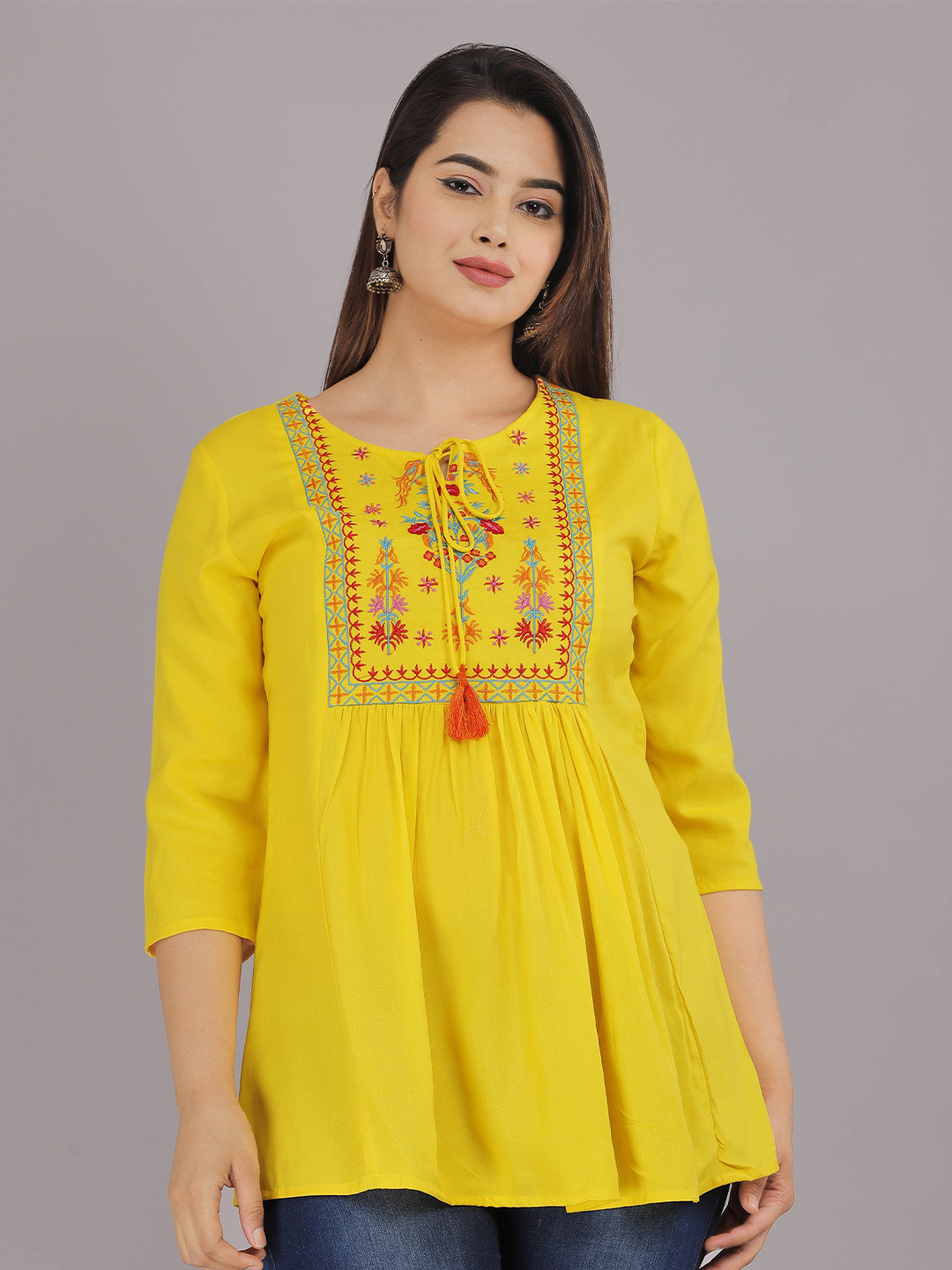 Buy AVAYAYAT Embroidered Keyhole Neck Top - Tops for Women 32307333 ...