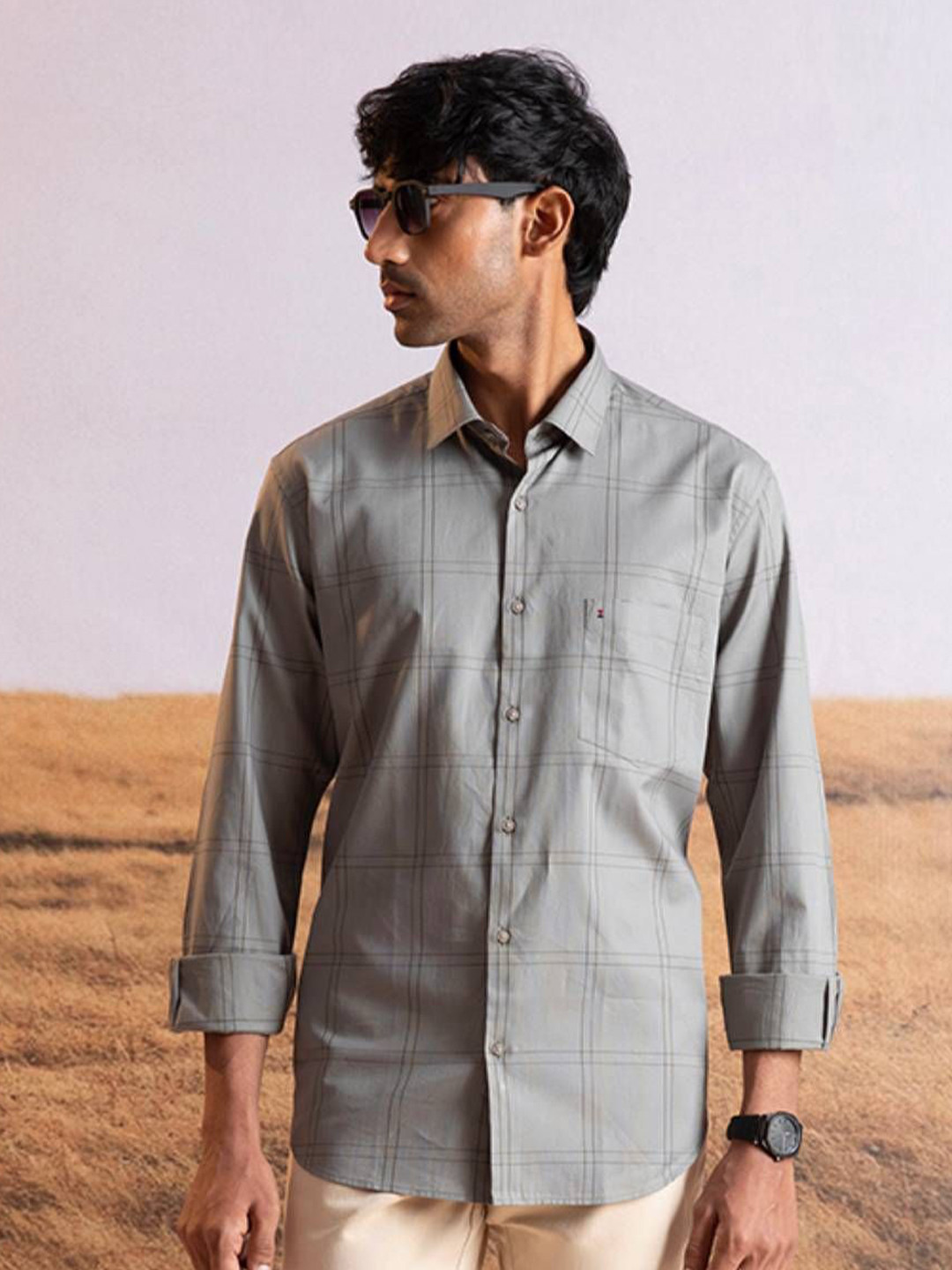 Buy Sero Men Smart Fit Spread Collar Checked Cotton Casual Shirt ...