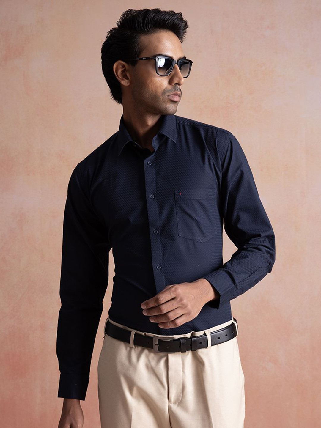 Buy Sero Men Smart Slim Fit Spread Collar Textured Cotton Casual Shirt ...