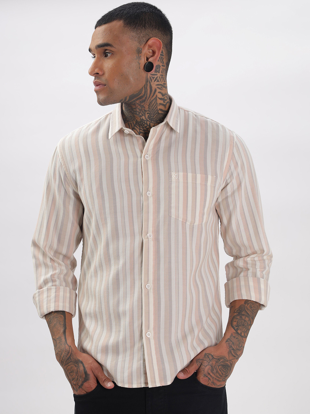 Buy BS BLUE SQUAD Men Regular Fit Multi Stripes Casual Shirt - Shirts ...