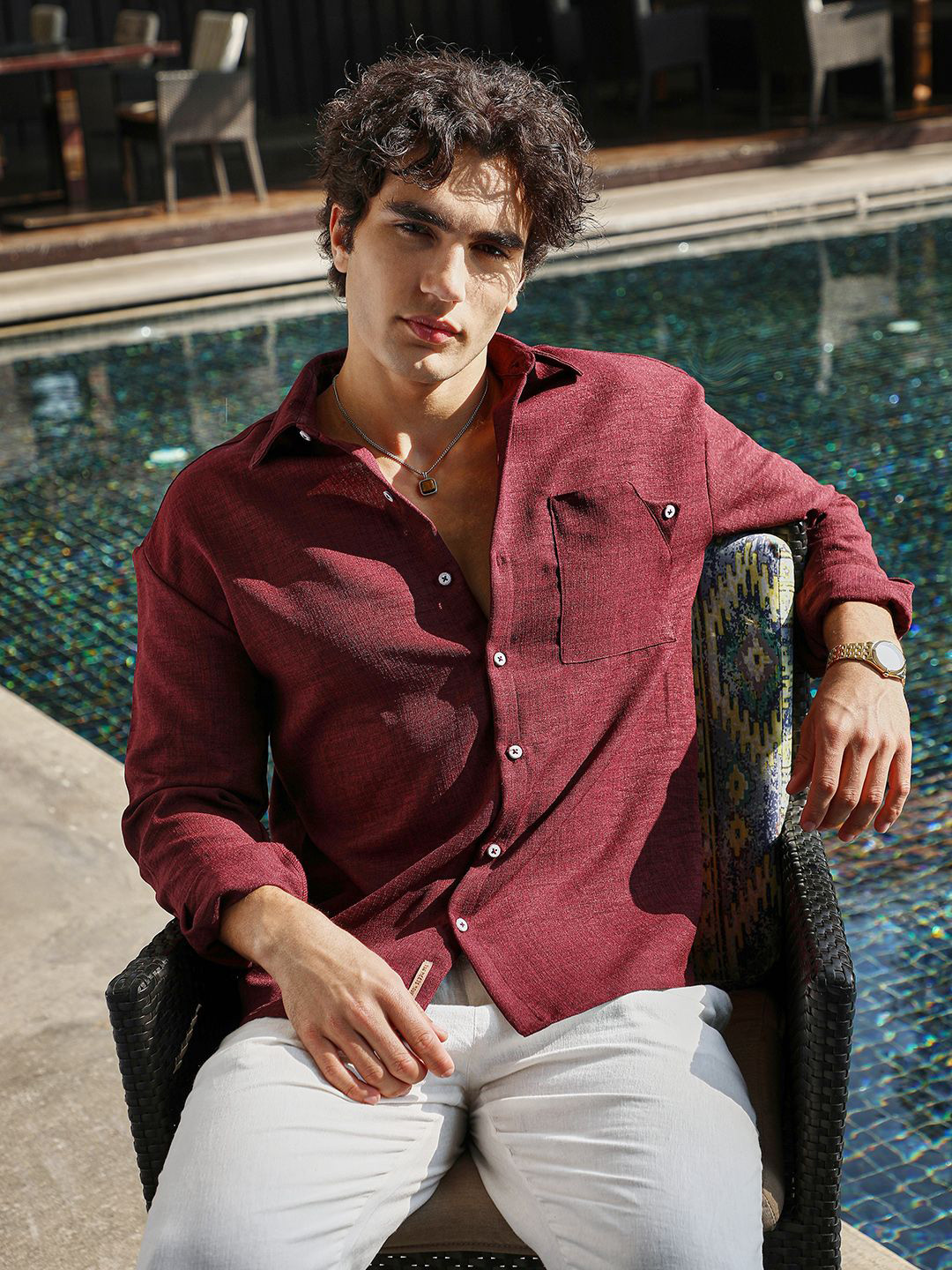 Buy Campus Sutra Men Comfort Relaxed Fit Spread Collar Solid Cotton Casual Shirt - Shirts for ...