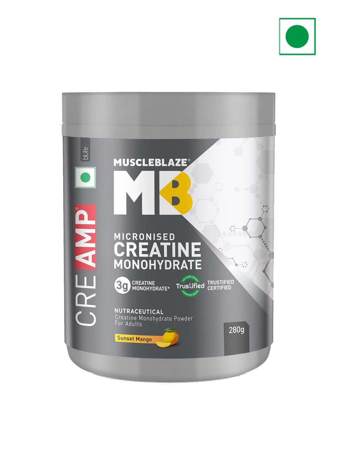 Buy MuscleBlaze Creatine Monohydrate CreAMP 280 Gm Sunset Mango - Pre ...