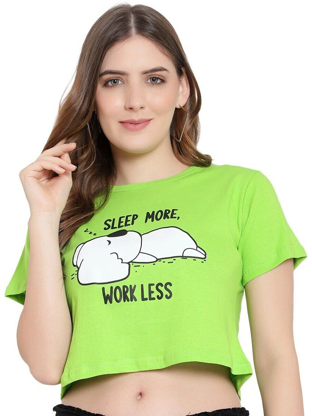 Buy DEEPMAYRA COLLECTION Women Typography Printed Cotton Crop Tshirt ...