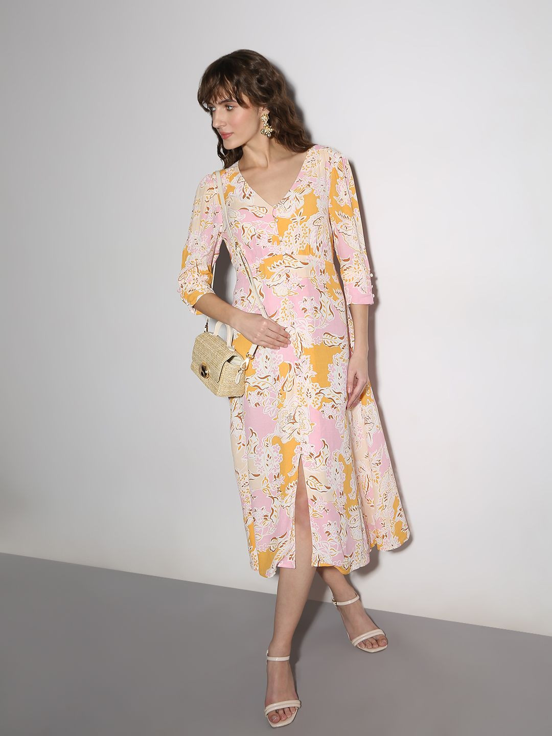 Buy Vero Moda Floral Print Puff Sleeve Fit & Flare Midi Dress - Dresses ...