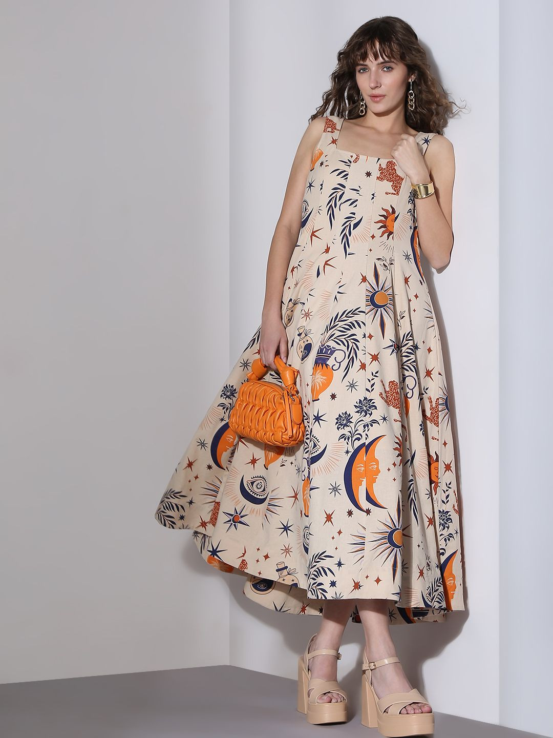 Buy Vero Moda Printed Cotton A Line Midi Dress - Dresses for Women ...
