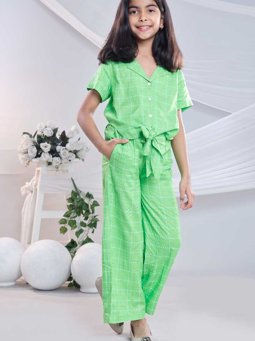 Buy BAESD Girls Checked Shirt Collar Shirt With Palazoo - Co Ords for ...