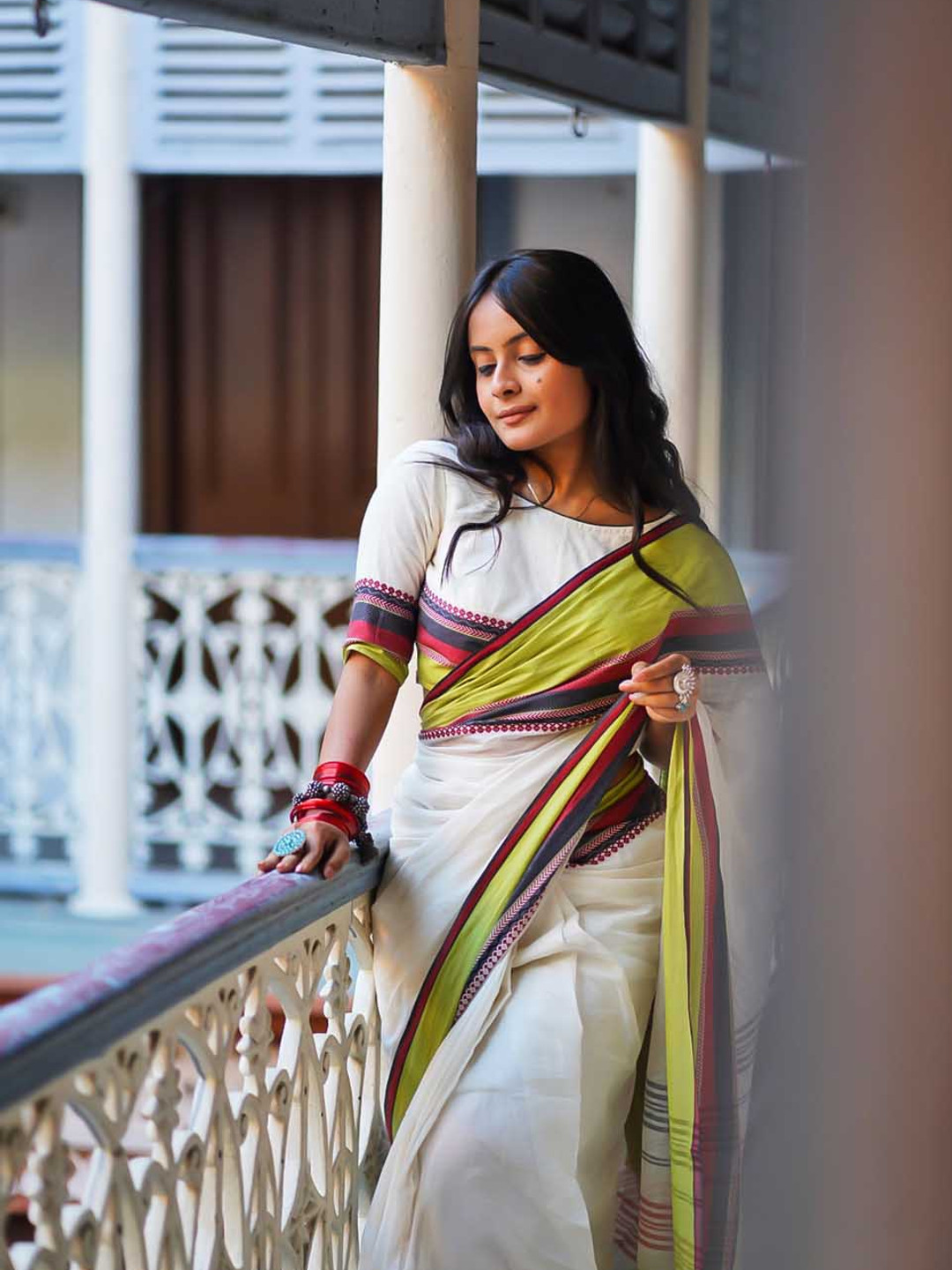 Buy MONRI Women Printed Pure Cotton Boat Neck Saree Blouse - Saree ...