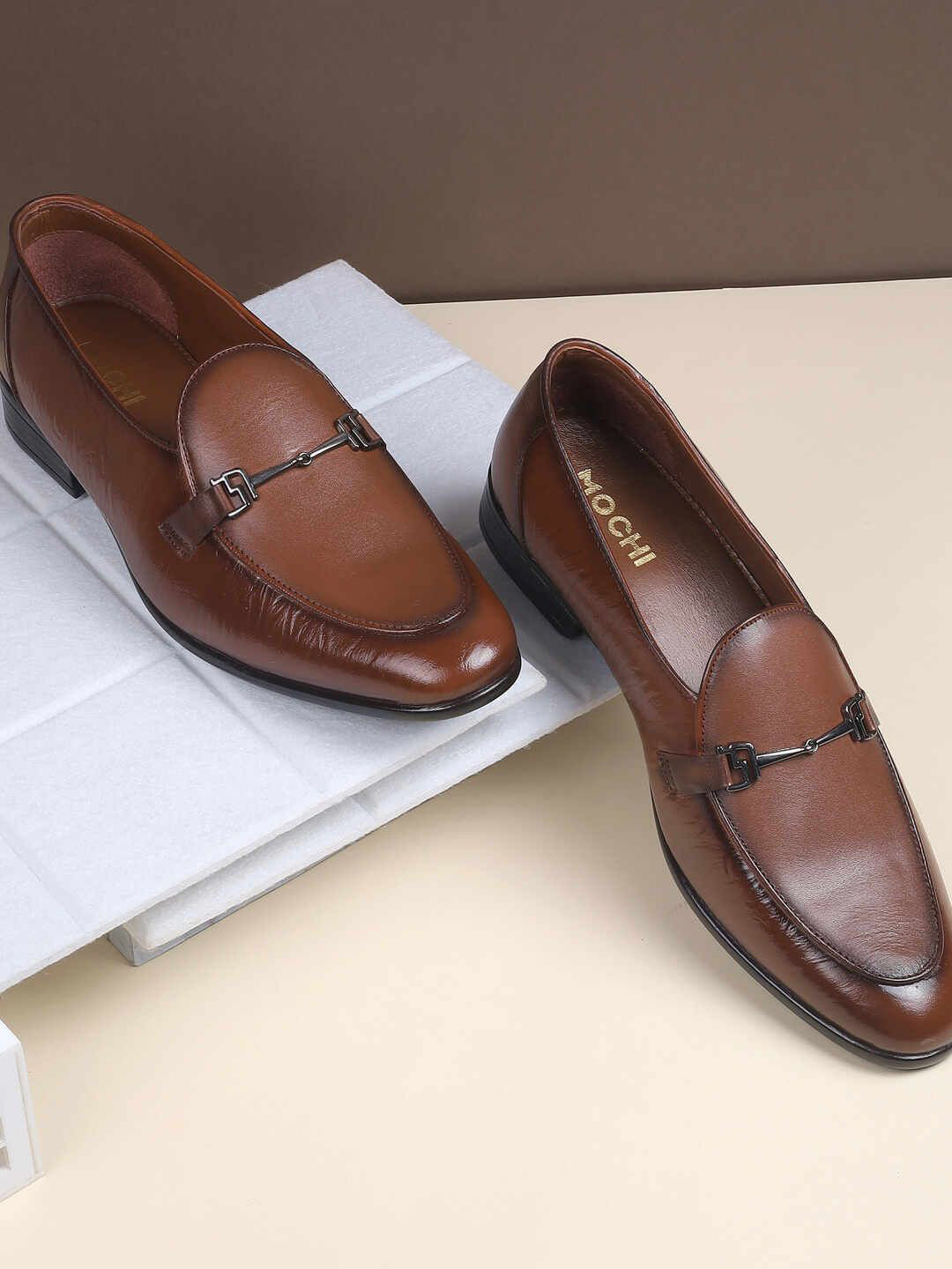 Buy Mochi Men Leather Formal Loafers Shoes - Formal Shoes for Men ...