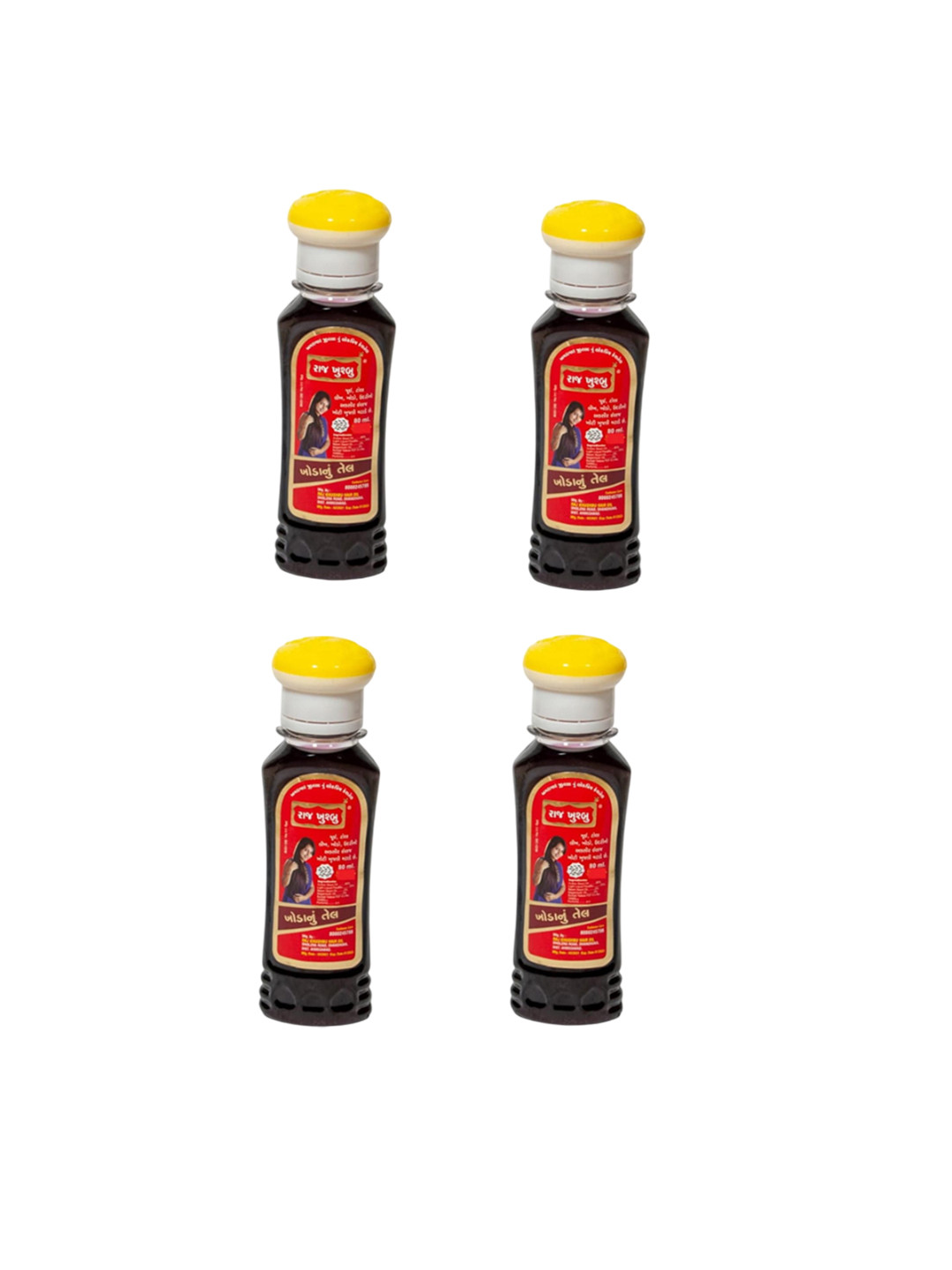 Buy RAJ KHUSHBU Set Of 4 Khoda Anti Dandruff Hair Oil 80 Ml Each - Hair ...