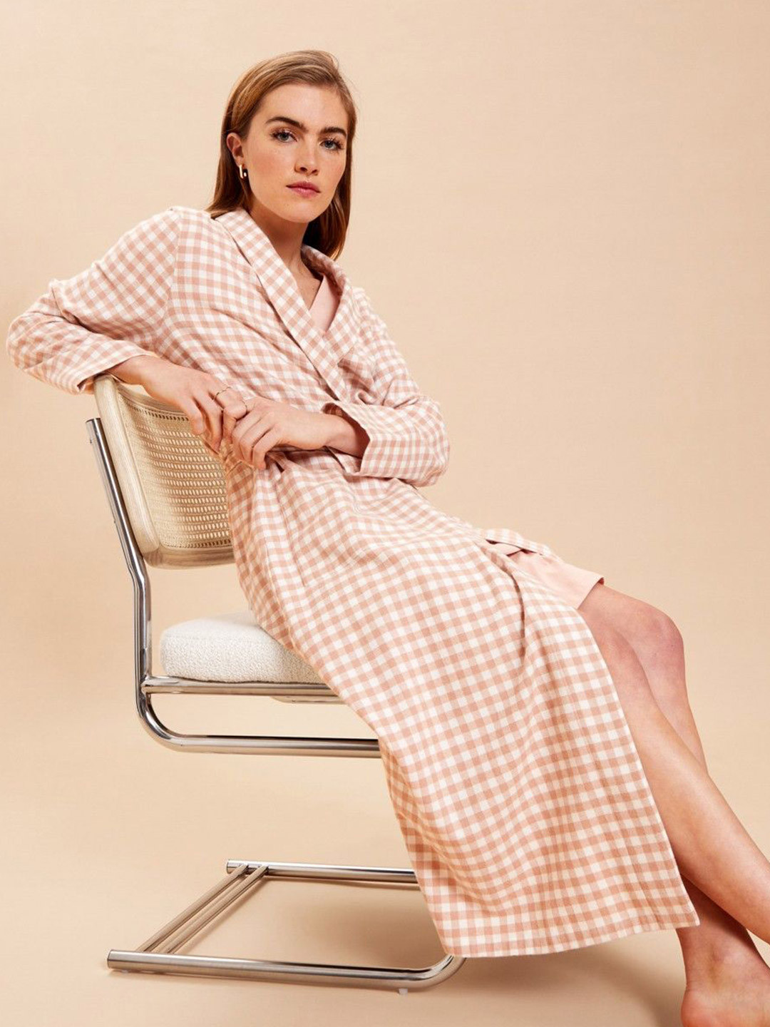 Buy Bella Babe By SK Women Pure Cotton Checkered Long Robe - Robe for ...