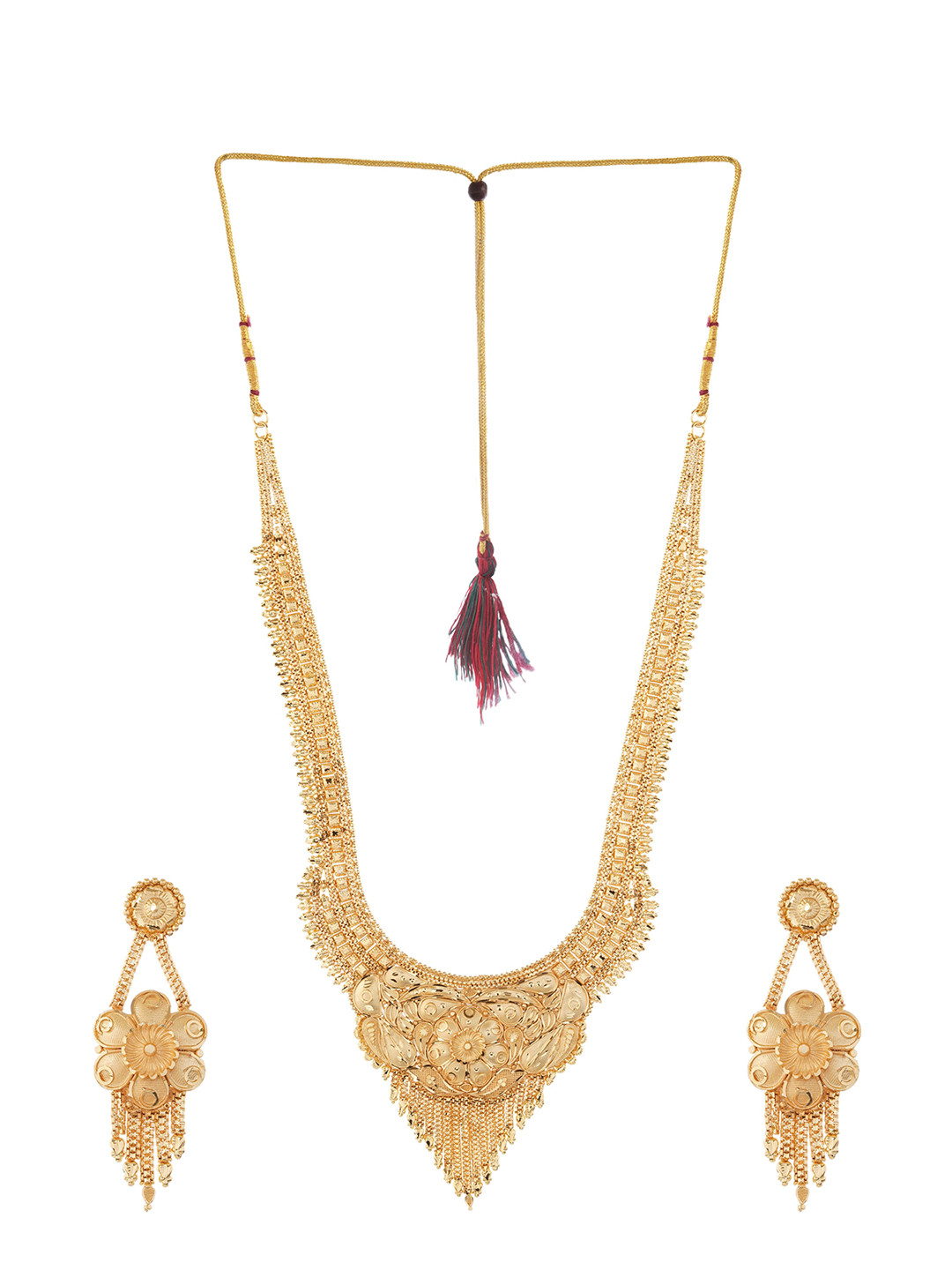 Buy Zhouse Gold Plated Textured Jewellery Set - Jewellery Set for Women ...