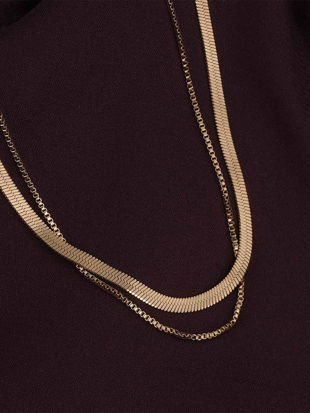 Buy PALMONAS 18KT Gold Plated Stainless Steel Double Chain Delight ...