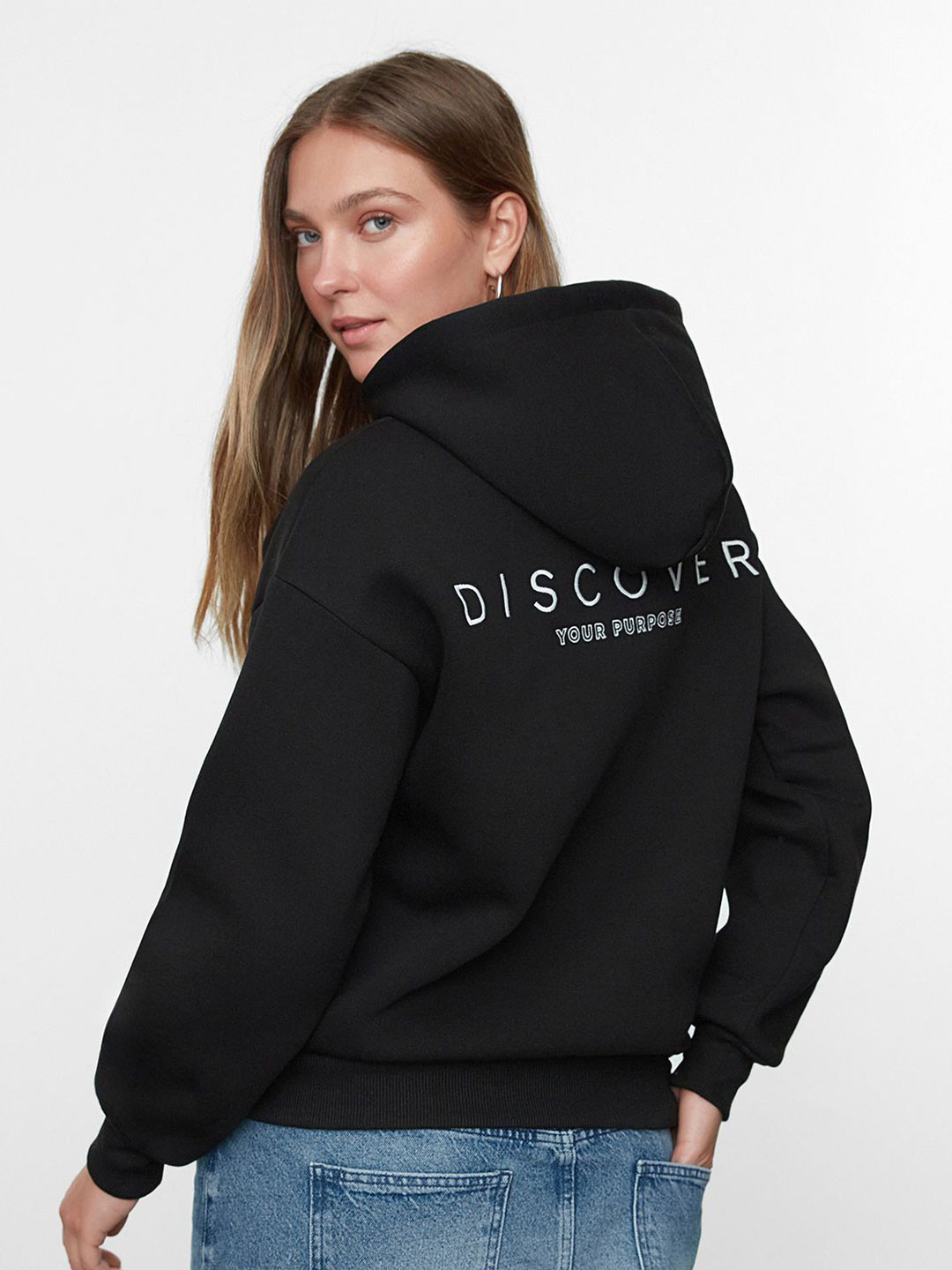 Buy Trendyol Women Hooded Pullover Sweatshirt - Sweatshirts for Women ...