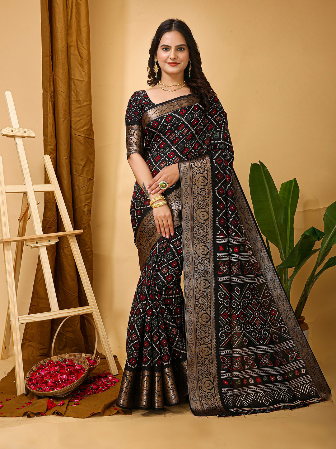 Buy KAYOMMI Bandhani Zari Kanjeevaram Saree - Sarees for Women 32396084 ...