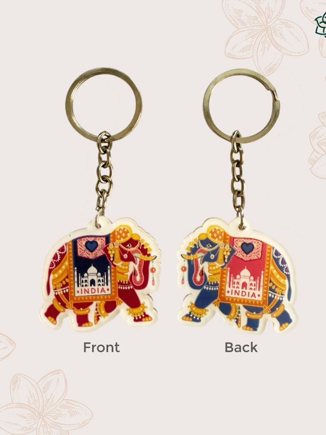 Buy MAATIR DESIGNS Printed Elephant Taj Mahal Keychain - Key Chain for ...