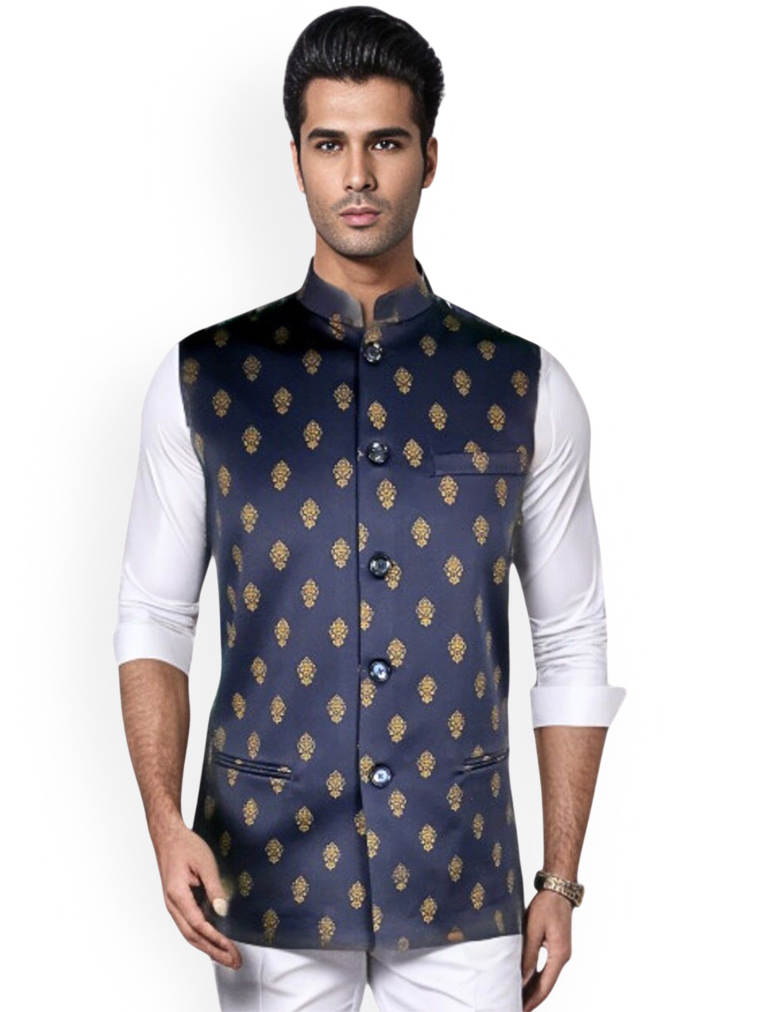 Buy Blacksmith Woven Design Nehru Jacket - Nehru Jackets for Men ...