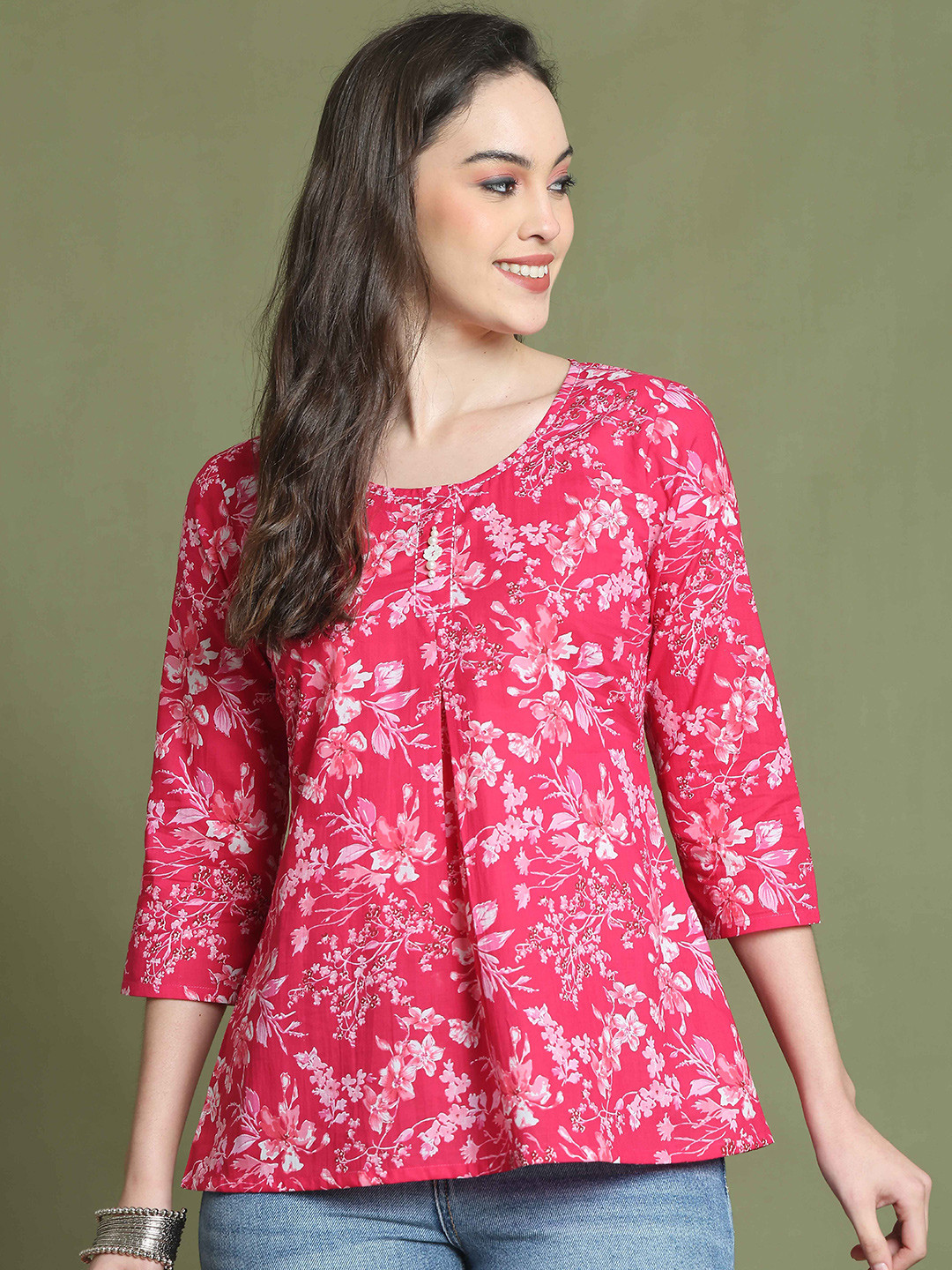 Buy Roly Poly Floral Print Cotton Peplum Top - Tops for Women 32400336 ...