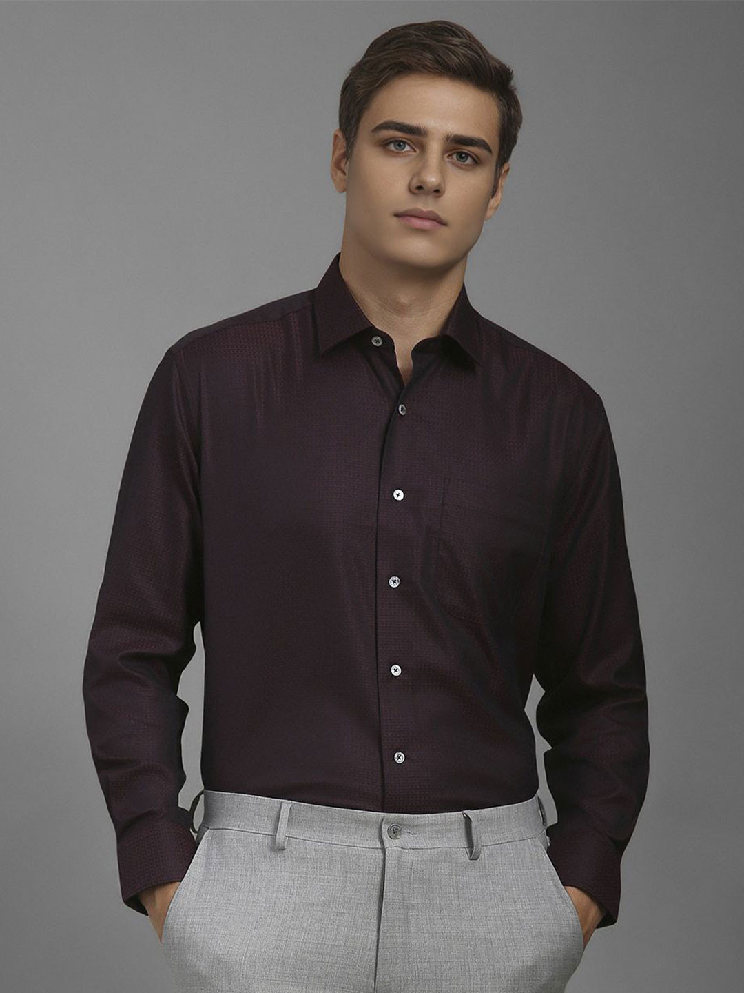 Buy Luxure By Louis Philippe Men Classic Fit Geometric Printed Cotton ...