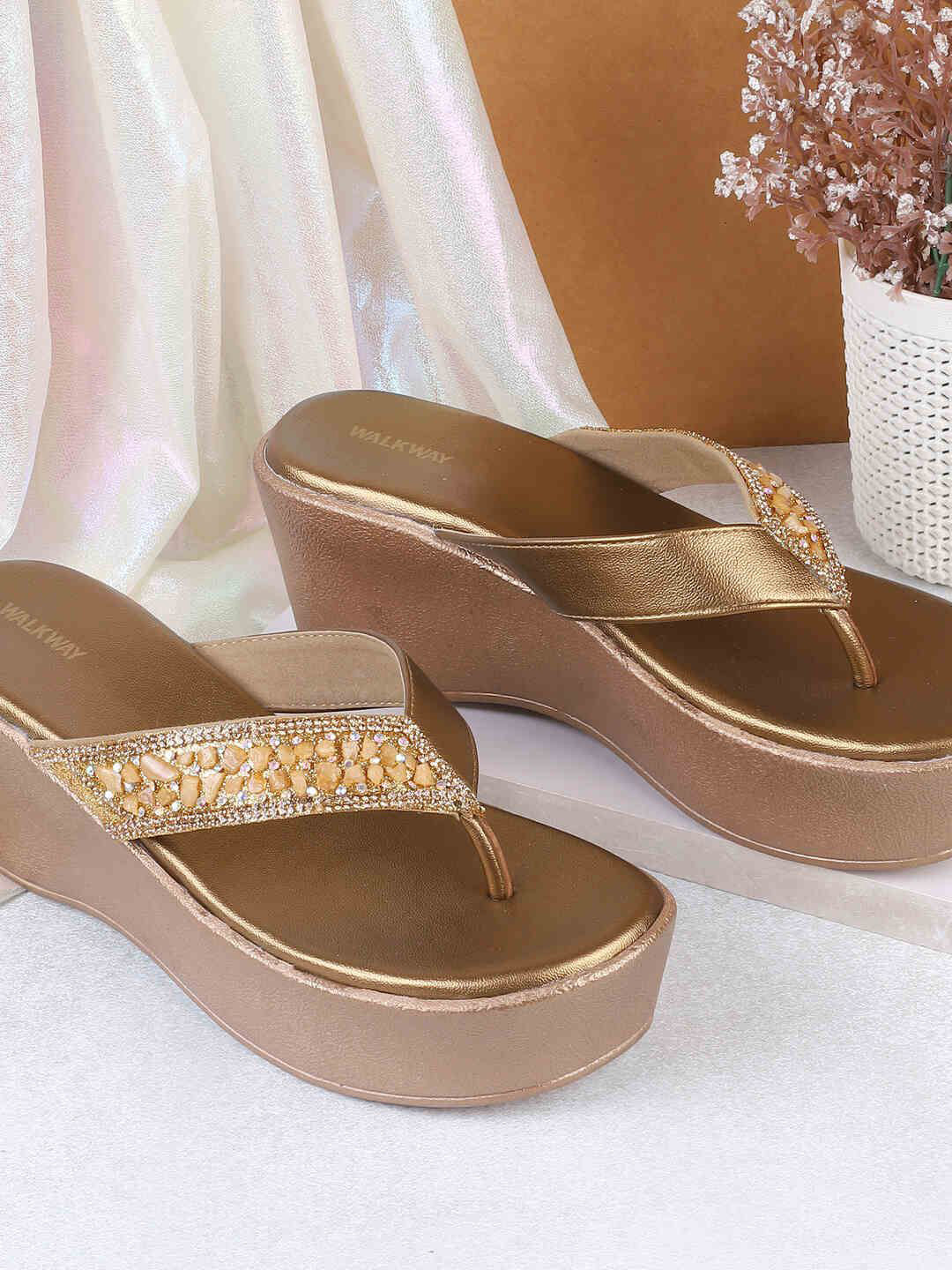 Buy WALKWAY By Metro Embellished Flatform Sandals - Heels for Women ...