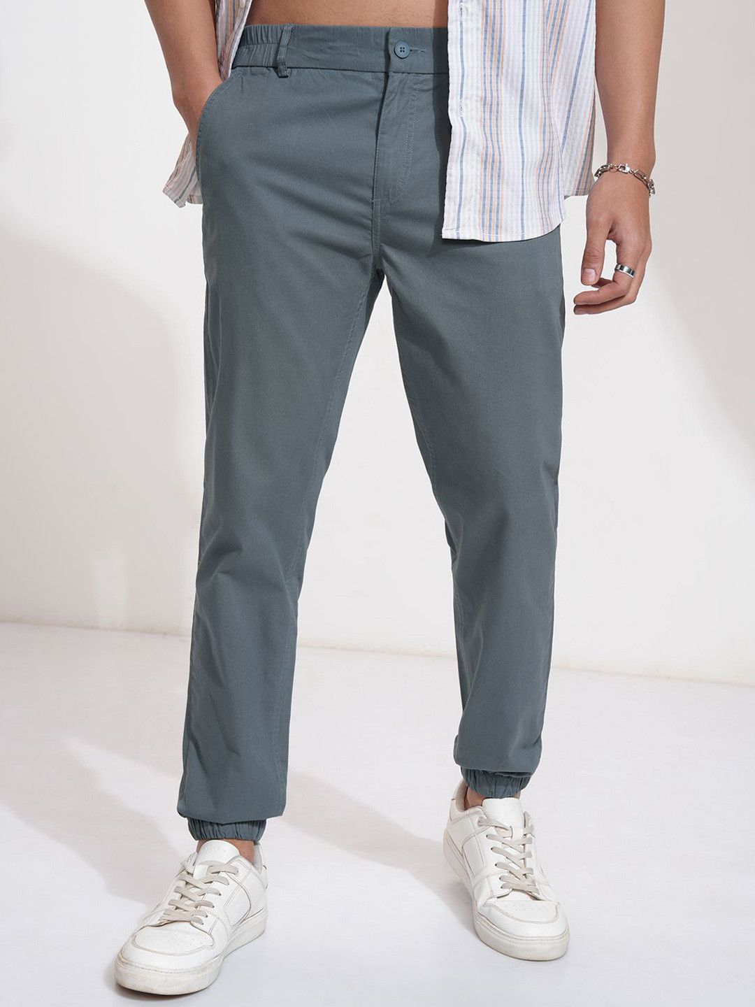 Buy HIGHLANDER Men Solid Half Elasticated Jogger - Trousers for Men ...