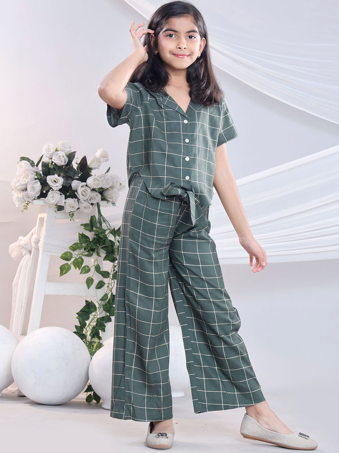 Buy BAESD Girls Checked Shirt Collar Shirt With Trouser - Co Ords for ...