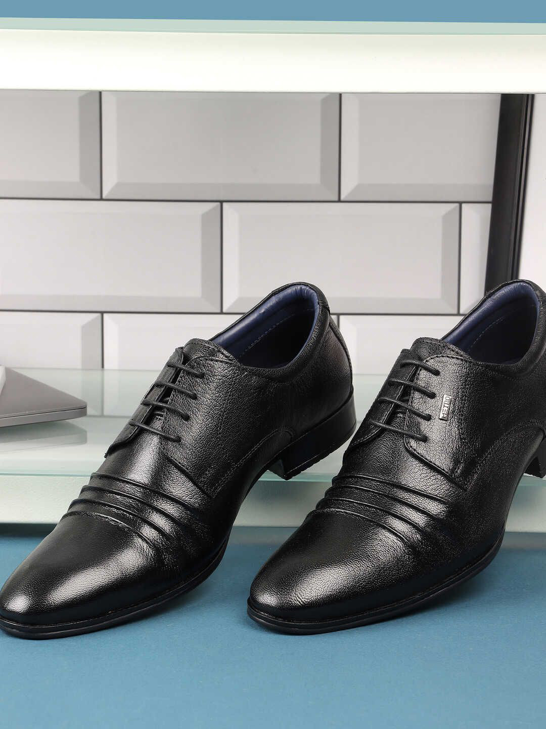 Buy Metro Men Leather Textured Formal Derbys Shoes - Formal Shoes for ...