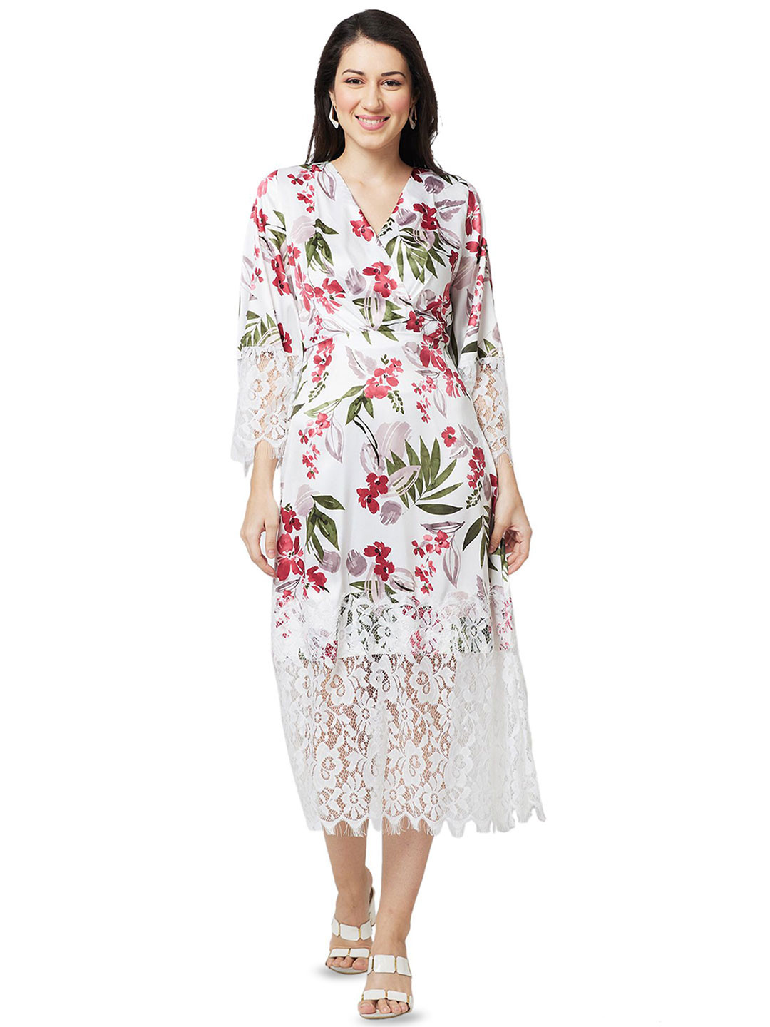 Buy Iti Floral Print Satin Shirt Midi Dress - Dresses for Women ...