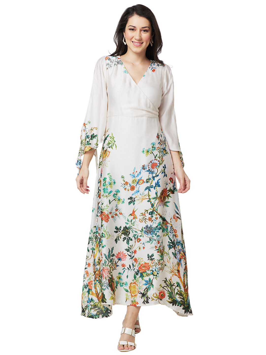 Buy Iti Floral Print Satin Maxi Dress - Dresses for Women 32429220 | Myntra