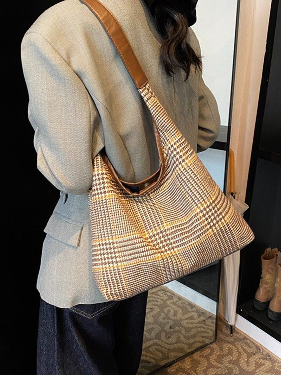Buy StyleCast Women Checked Shopper Tote Bag - Handbags for Women ...