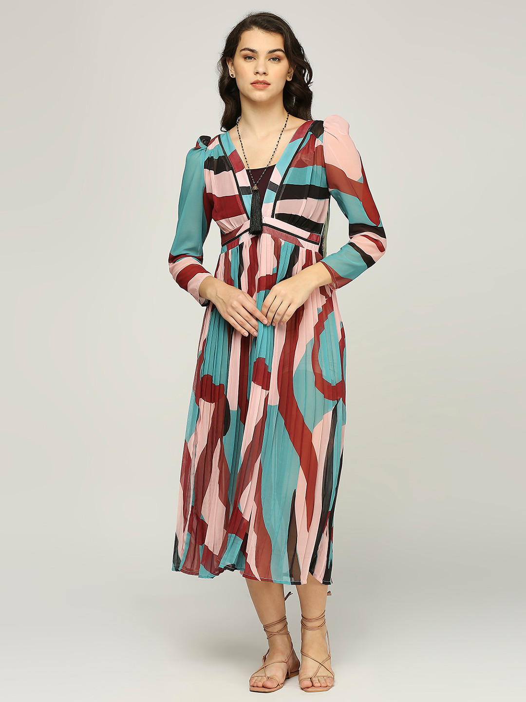 Buy Iti Print Georgette Fit & Flare Midi Dress - Dresses for Women ...