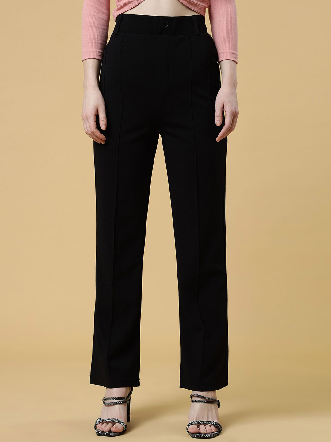 Buy DOIL DOMEC Women Regular Fit Mid Rise Formal Trousers - Trousers ...