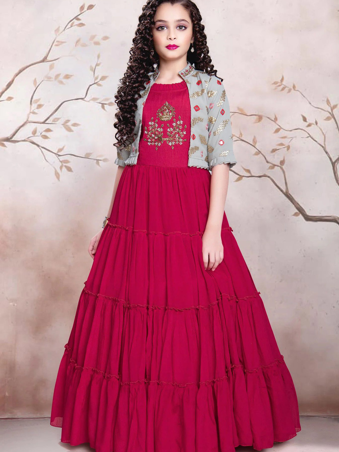 Buy Wommaniya Impex Girls Embroidered Fit & Flare Maxi Dress - Dresses ...