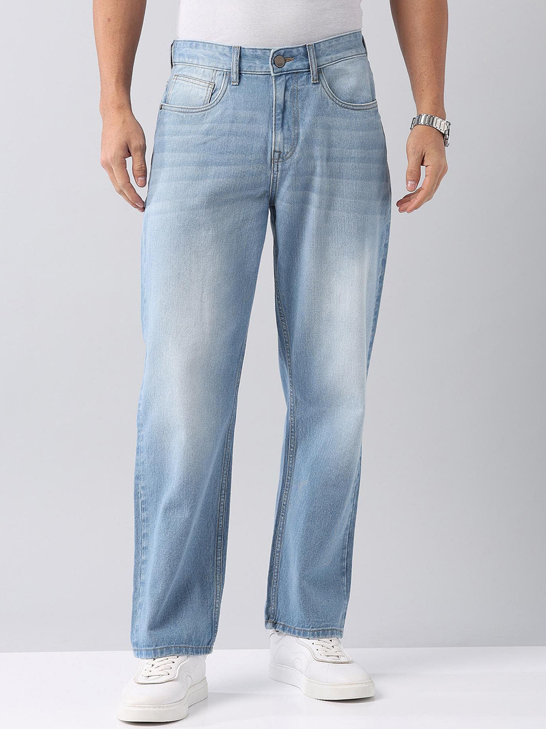 Buy AD By Arvind Men Cotton Baggy Fit Mid Rise Heavy Fade Jeans - Jeans ...