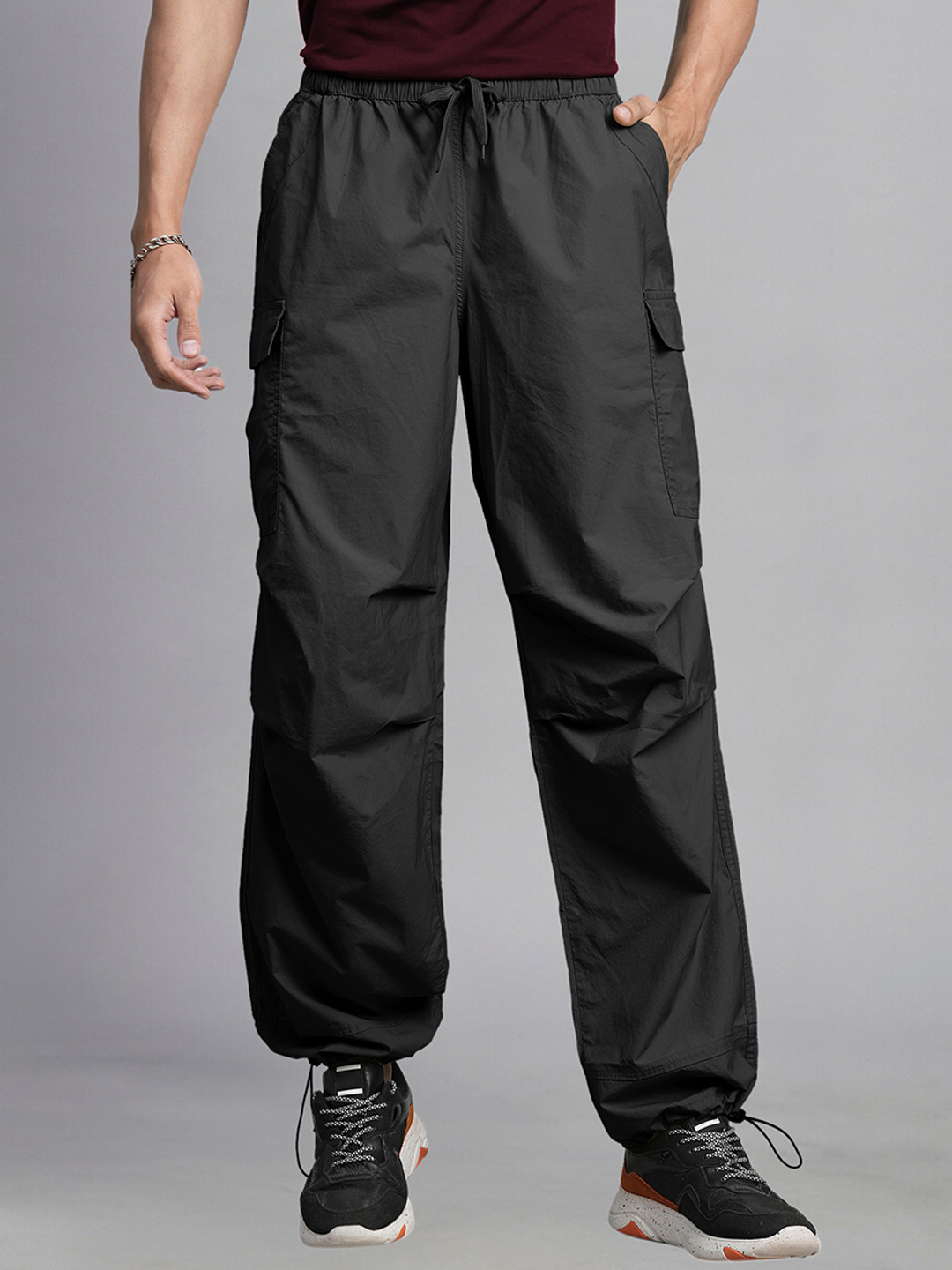 Buy PRONK Men Relaxed Fit Parachute Track Pants - Track Pants for Men ...