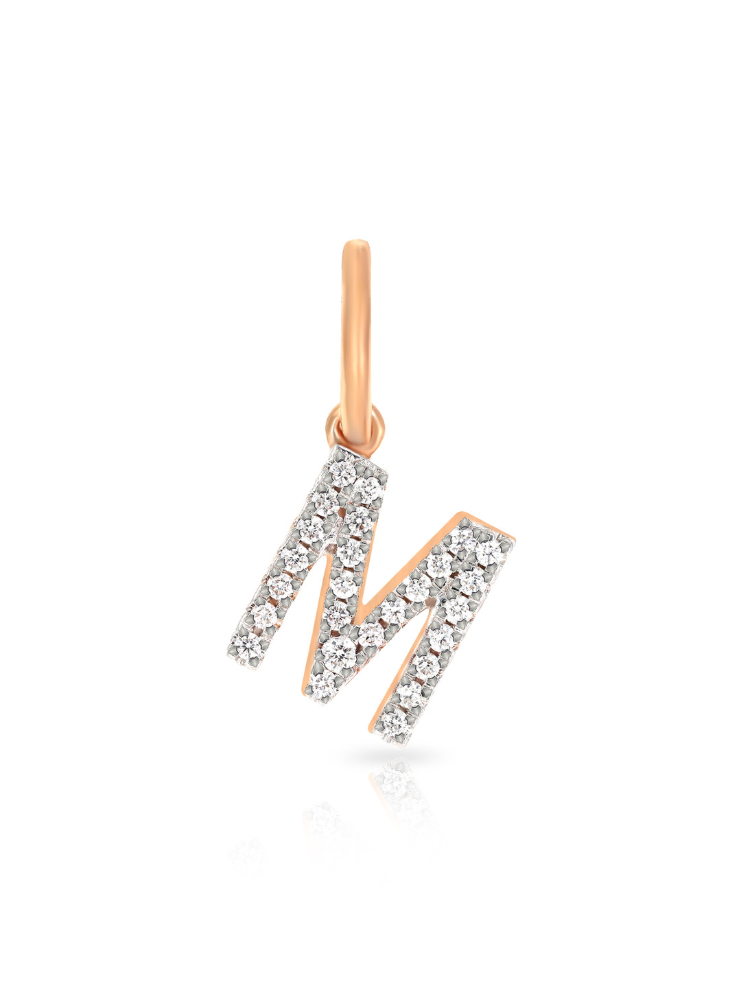Buy BHIMA 18K BIS Hallmark 750 Purity Rose Gold Alphabet M Diamond ...
